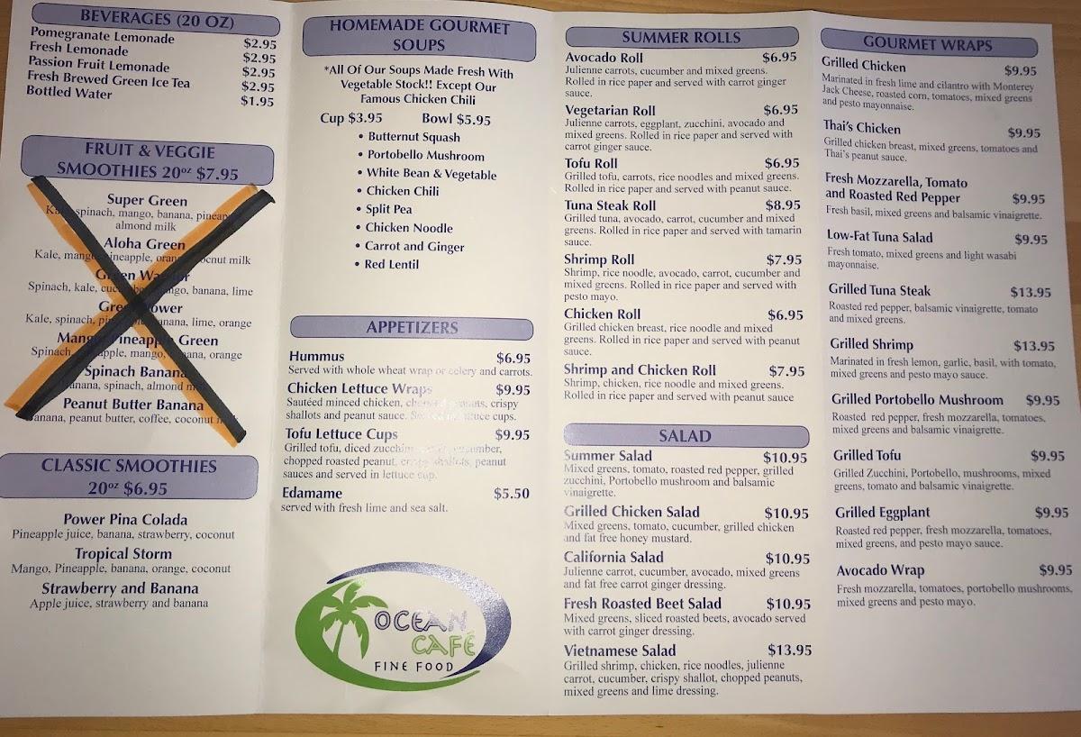 Menu at Ocean Cafe, Long Branch