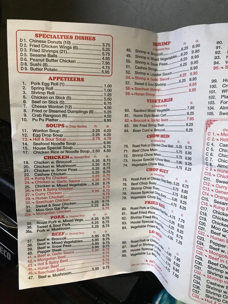 Menu at Peking Buffet restaurant, Auburn