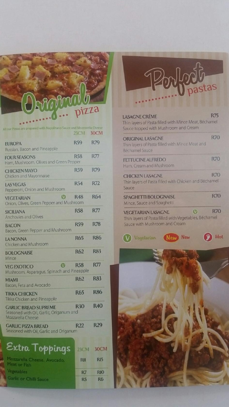 Menu at Pizza Perfect Valhalla pizzeria, Centurion, 10 Vinstra Rd