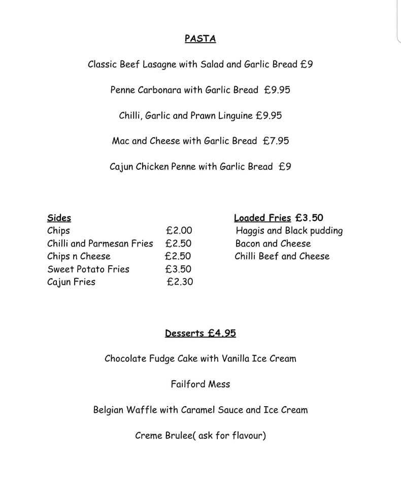 Menu at Failford Inn pub & bar, England