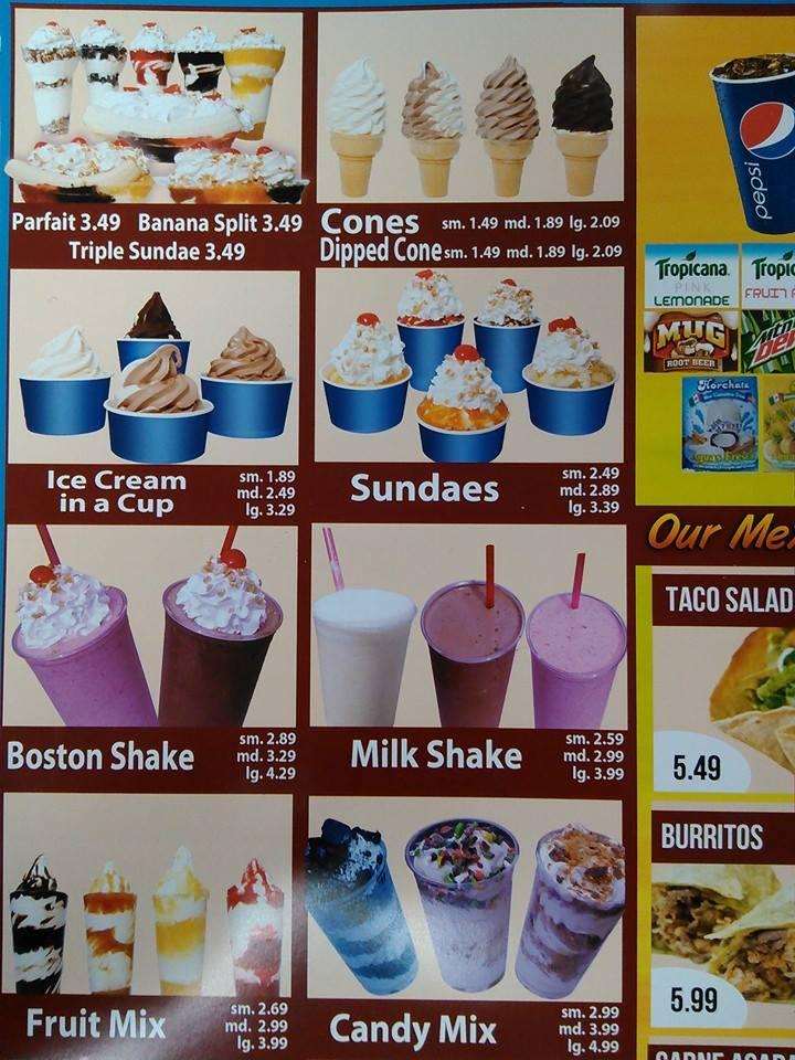 Menu at Sno-White Drive In restaurant, Tulare