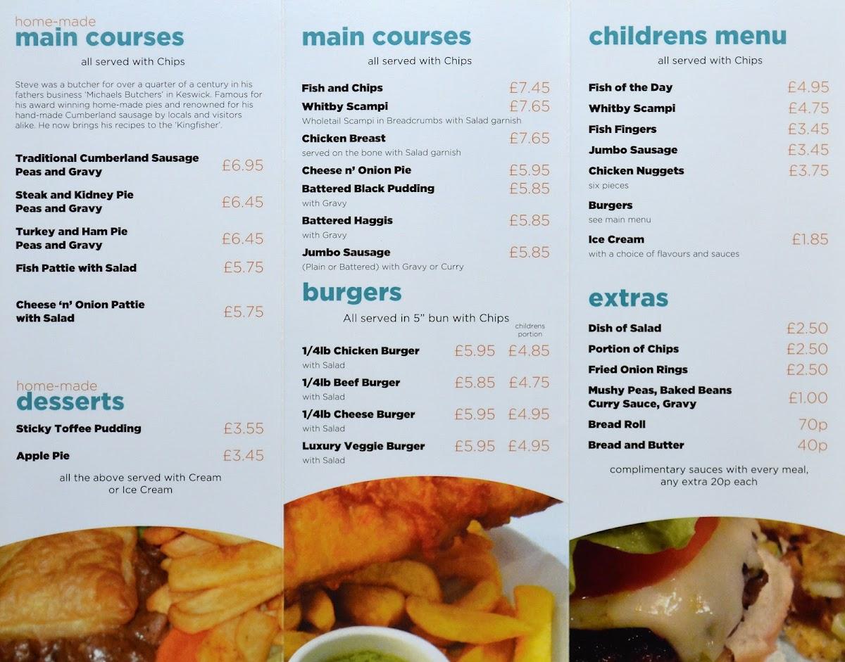 Menu at The Kingfisher fast food, Keswick