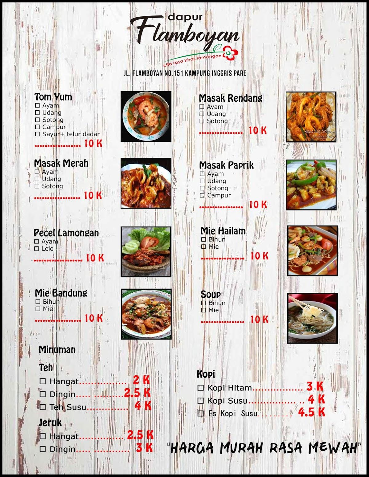 Menu at Dapur Flamboyan (Thai Food, Malaysian Food, Indonesian Food ...