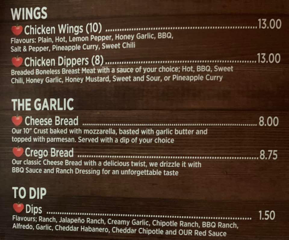 Menu at Red Tomato Pies Ltd pizzeria, Williams Lake