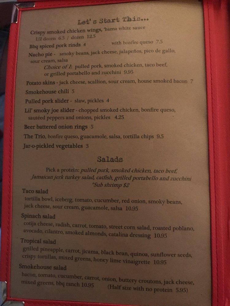 Menu at Bonfire Taqueria BBQ, Conway