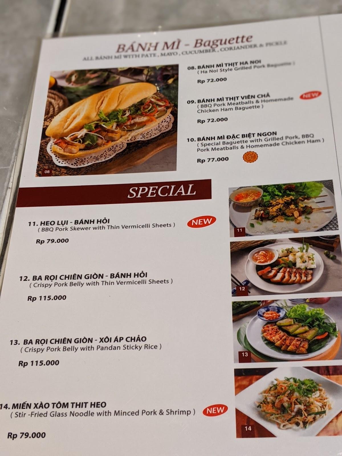 Menu at Com'ngon vietnamese kitchen restaurant, North Jakarta