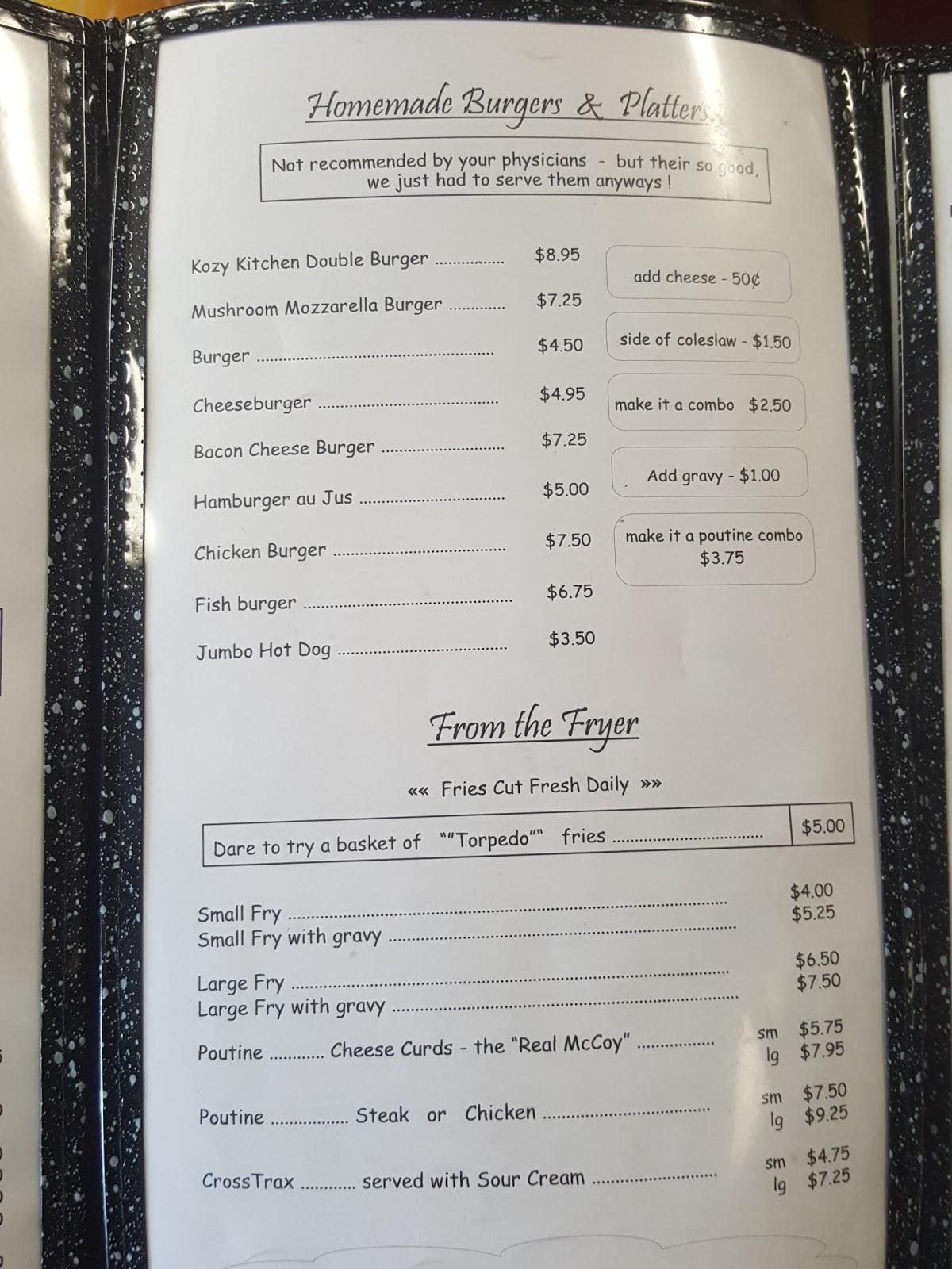 Menu at GG's Eatery restaurant, Noëlville