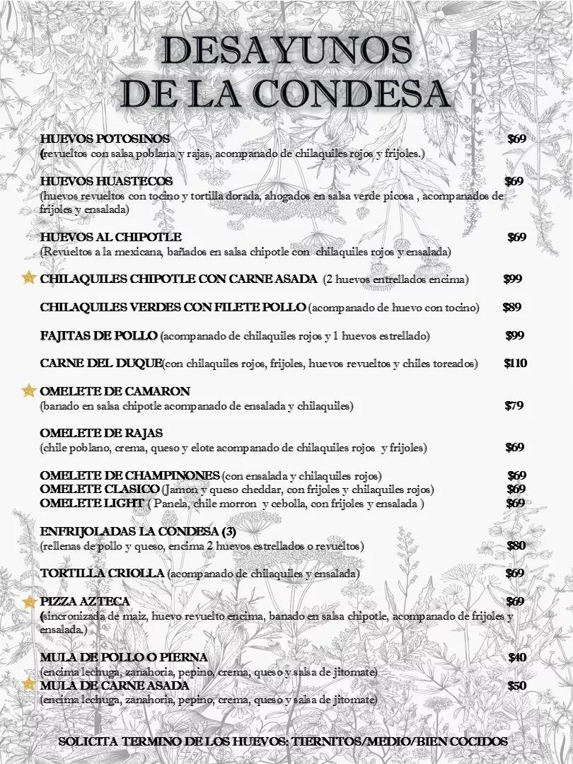 Menu at Restaurant & Cafeteria La Condesa, Tepic