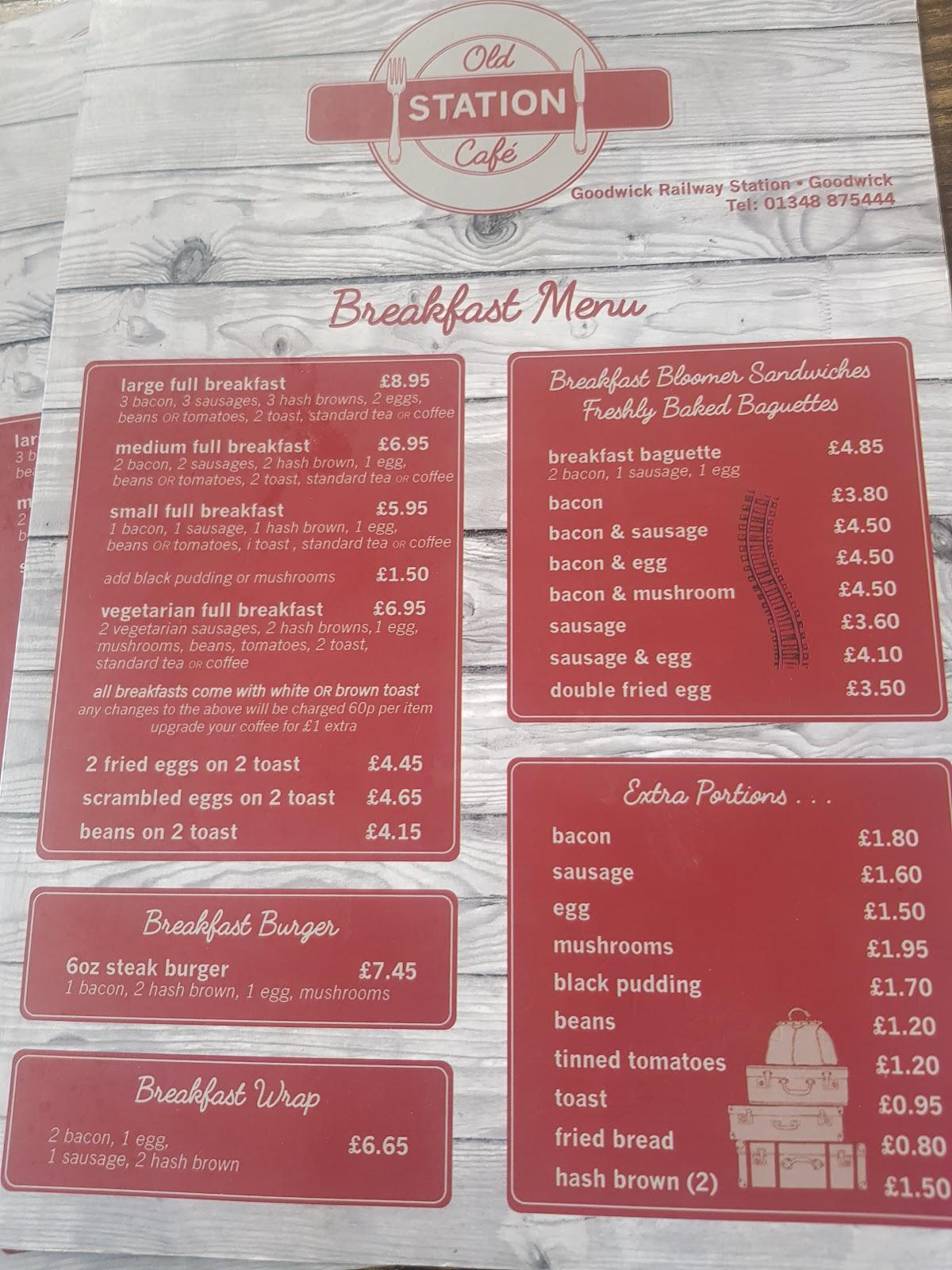 Menu at Old Station Café cafe, Goodwick