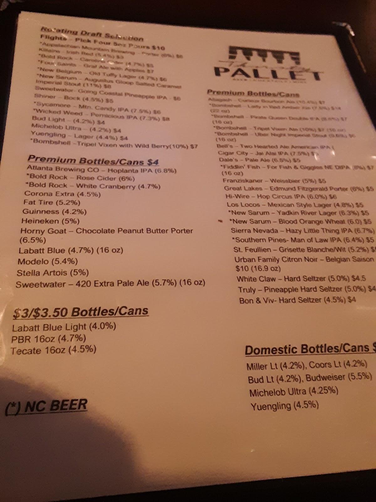 Menu at Thirsty Pallet pub & bar, Winston-Salem