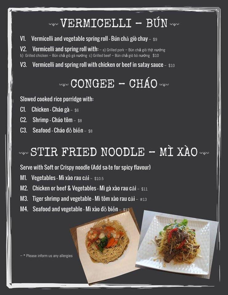 Menu at Waiting Phở U restaurant, Barrie