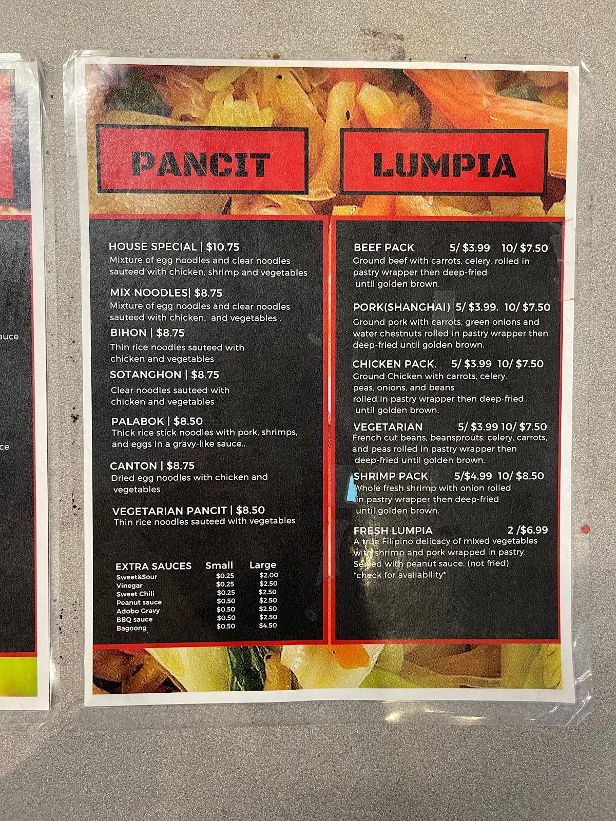 Menu at Best Lumpia BBQ, Stockton, Thornton Rd J