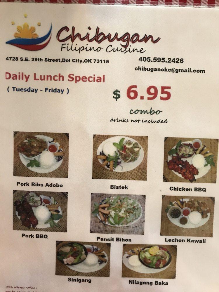 Menu at Chibugan Filipino Cuisine restaurant, Del City