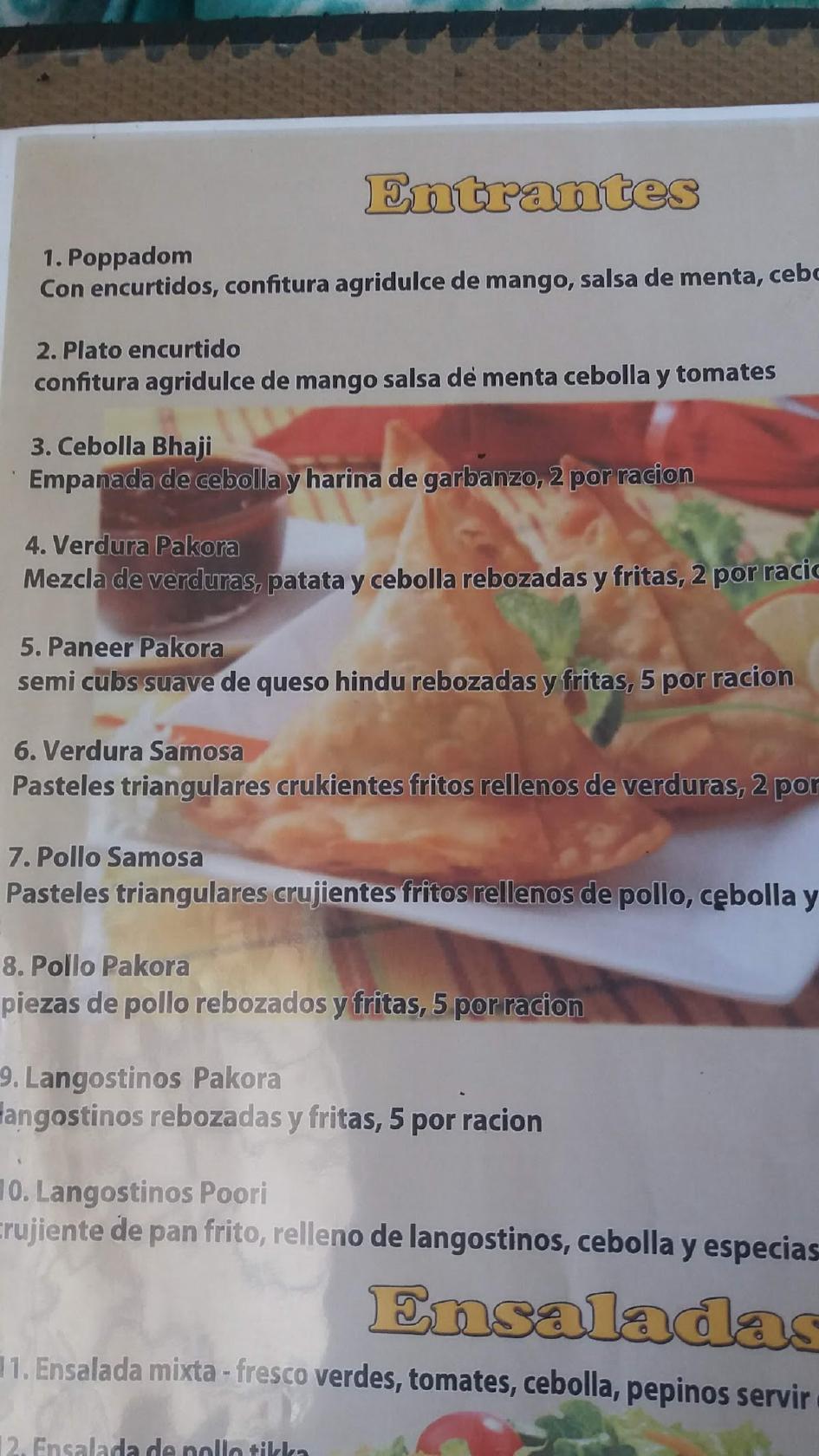 Menu at Enjoy Indian Restaurant, Torrevieja
