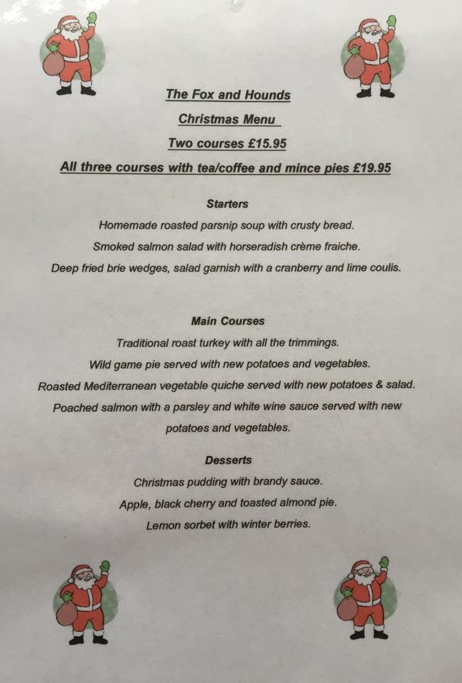 Menu at Fox and Hounds Groton pub & bar, Boxford