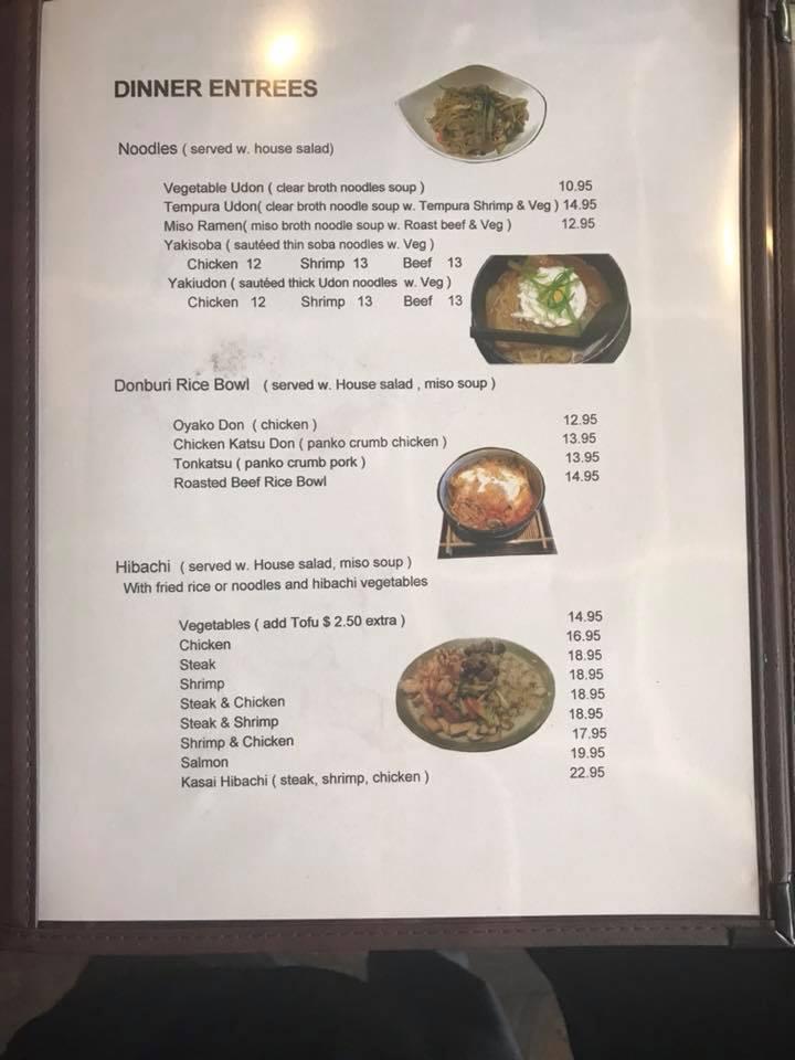 Menu at Kasai Japanese Restaurant, Green