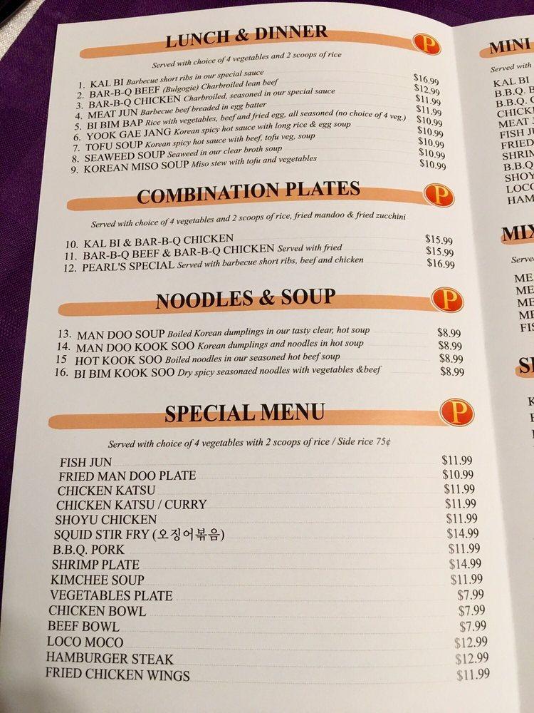Menu at Won’s Korean BBQ, Kahului, 270 Dairy Rd