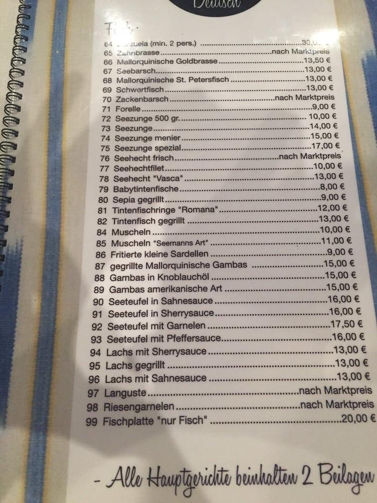 Menu at Restaurante Can Manolo, Cala Ratjada