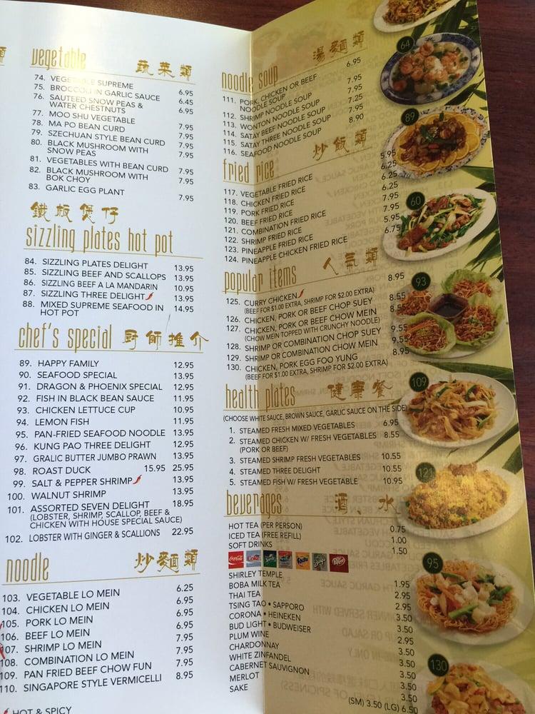 Menu at Wang's Chinese Cuisine restaurant, Cathedral City