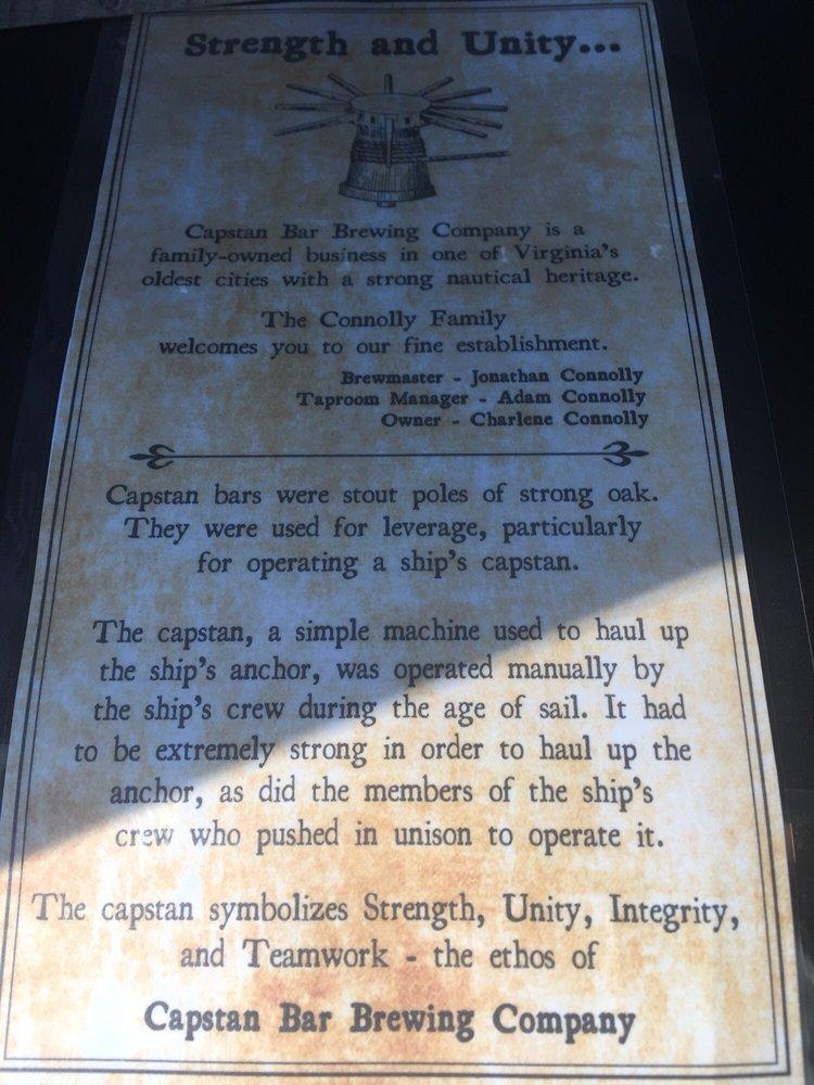 Menu at Capstan Bar Brewing Company, Hampton