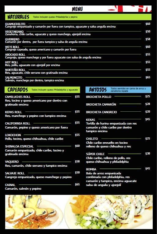Menu at Shi-naloa Maki Express restaurant, Morelia