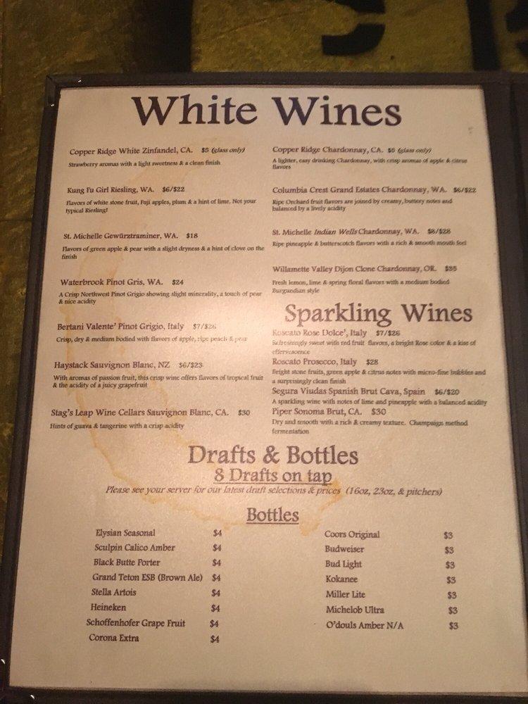 Menu at The Hydra Steakhouse, Sandpoint
