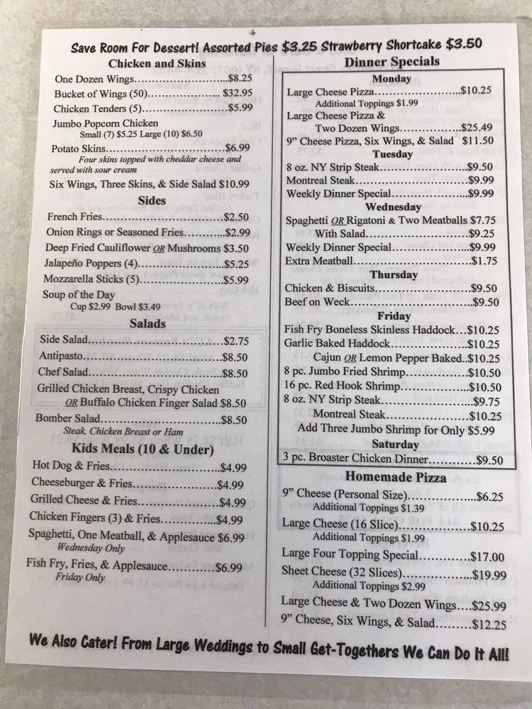 Menu at JC's Cafe, Hornell