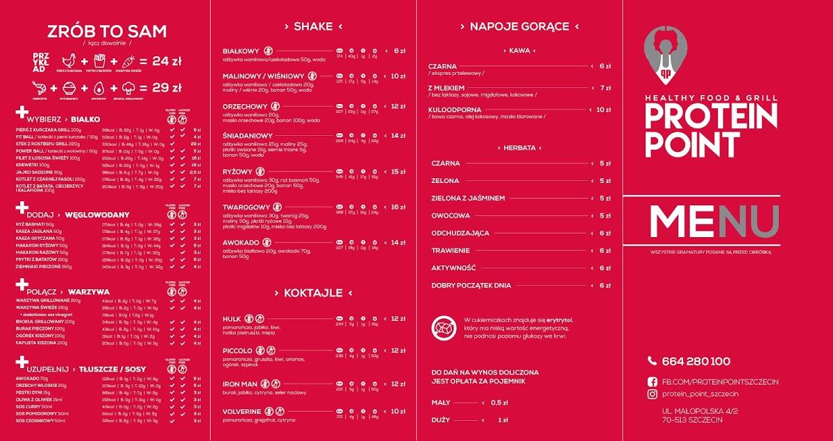 Menu at Protein Point Healthy Food&Grill restaurant, Szczecin