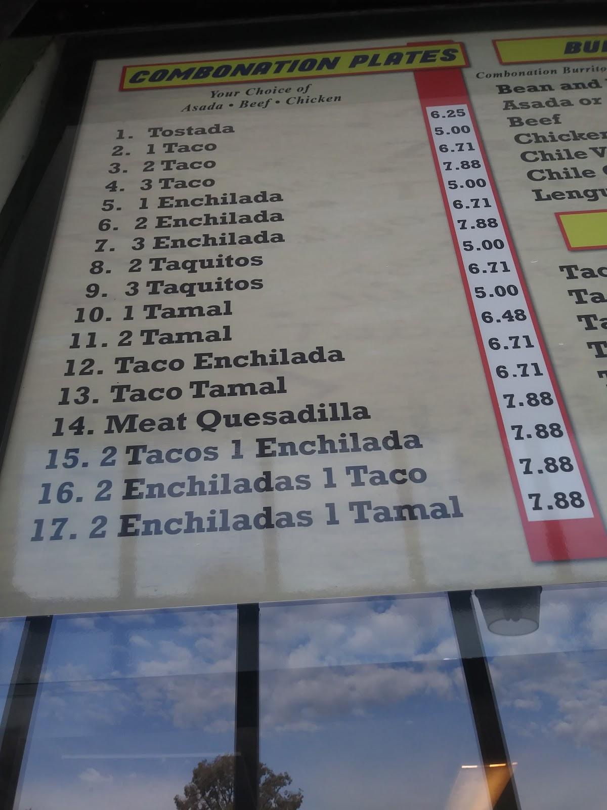 Menu at Adrian's restaurant, Fresno