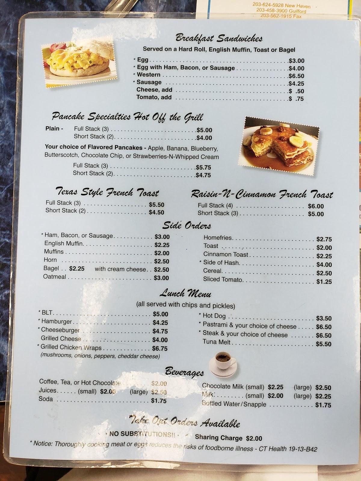 Menu at Branford Breakfast Connections restaurant, Branford