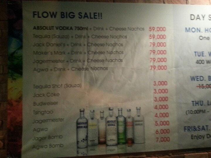Menu at FLOW cafe, Seoul, 42 Itaewon-ro 14-gil