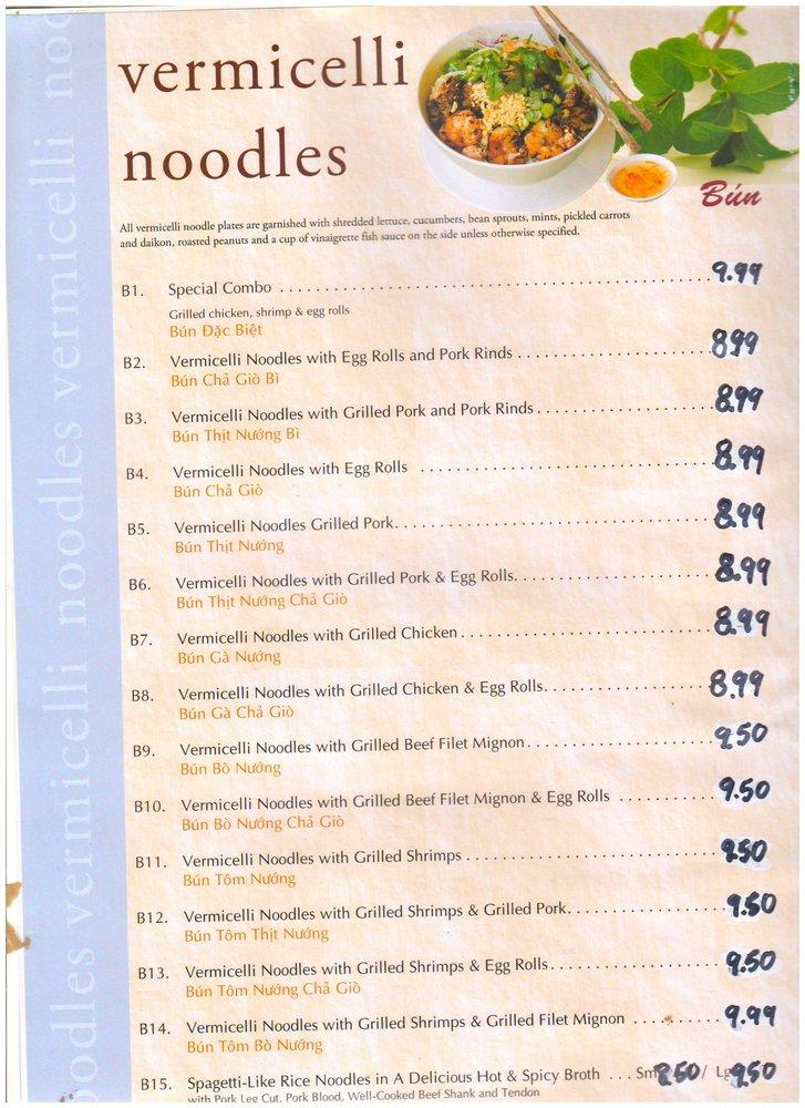 Menu at Pho Lena & Grill restaurant, Escondido