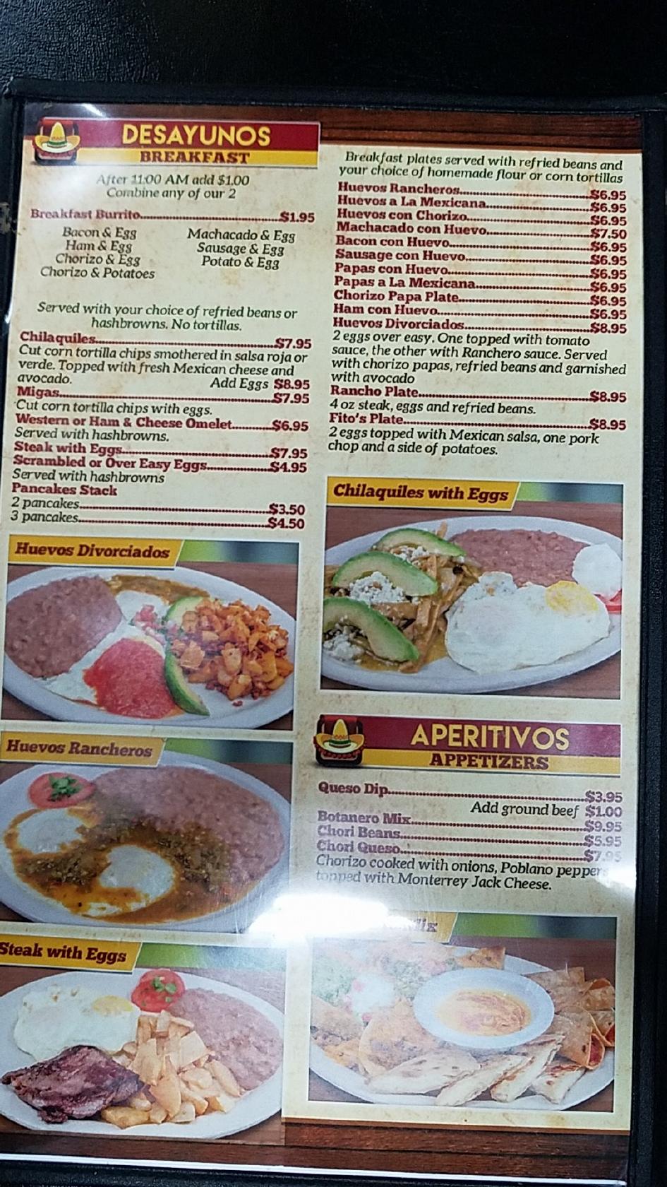 Menu at Rancho Restaurant, Irving, E Irving Blvd