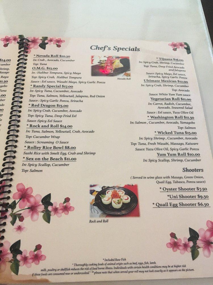 Menu at Sushi Fever restaurant, Las Vegas, W Sahara Ave