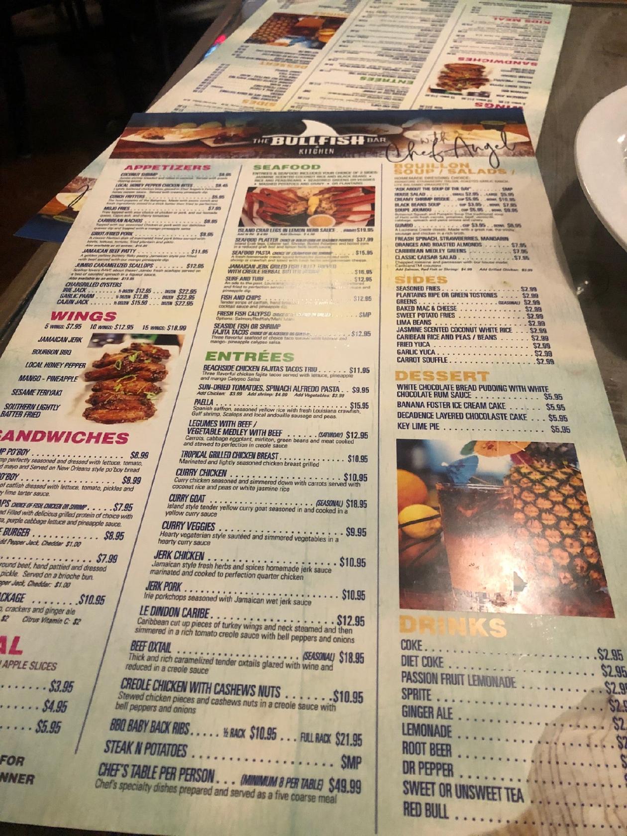 Menu at The Bullfish Bistro pub & bar, Baton Rouge
