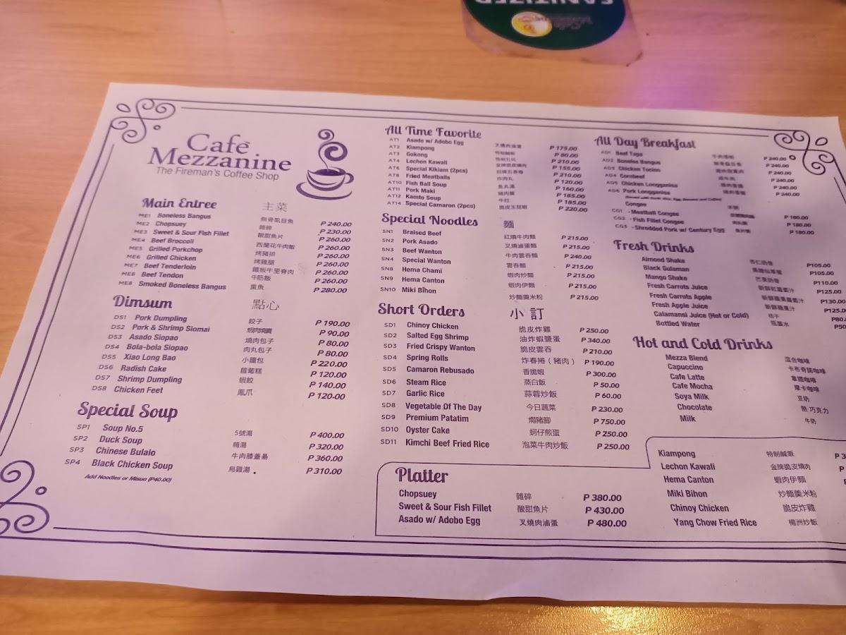 Menu at Café Mezzanine cafe, Manila, 650 Ongpin St