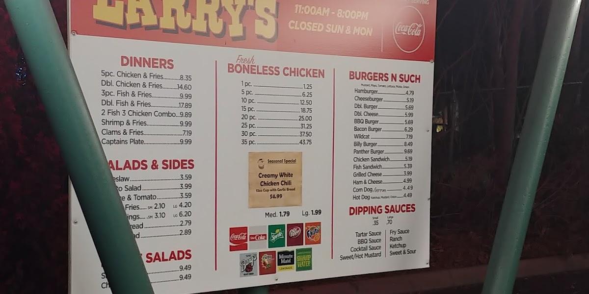 Menu at Larry's Drive In fast food, East Wenatchee