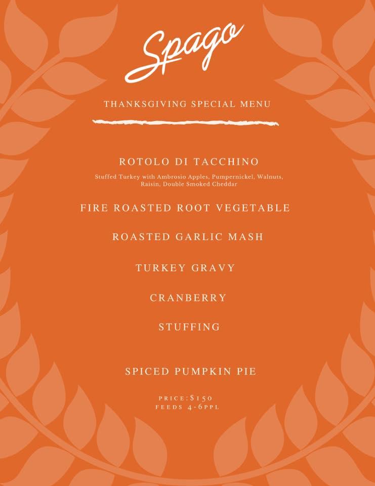 Menu at Spago pizzeria, Windsor, 690 Erie St E
