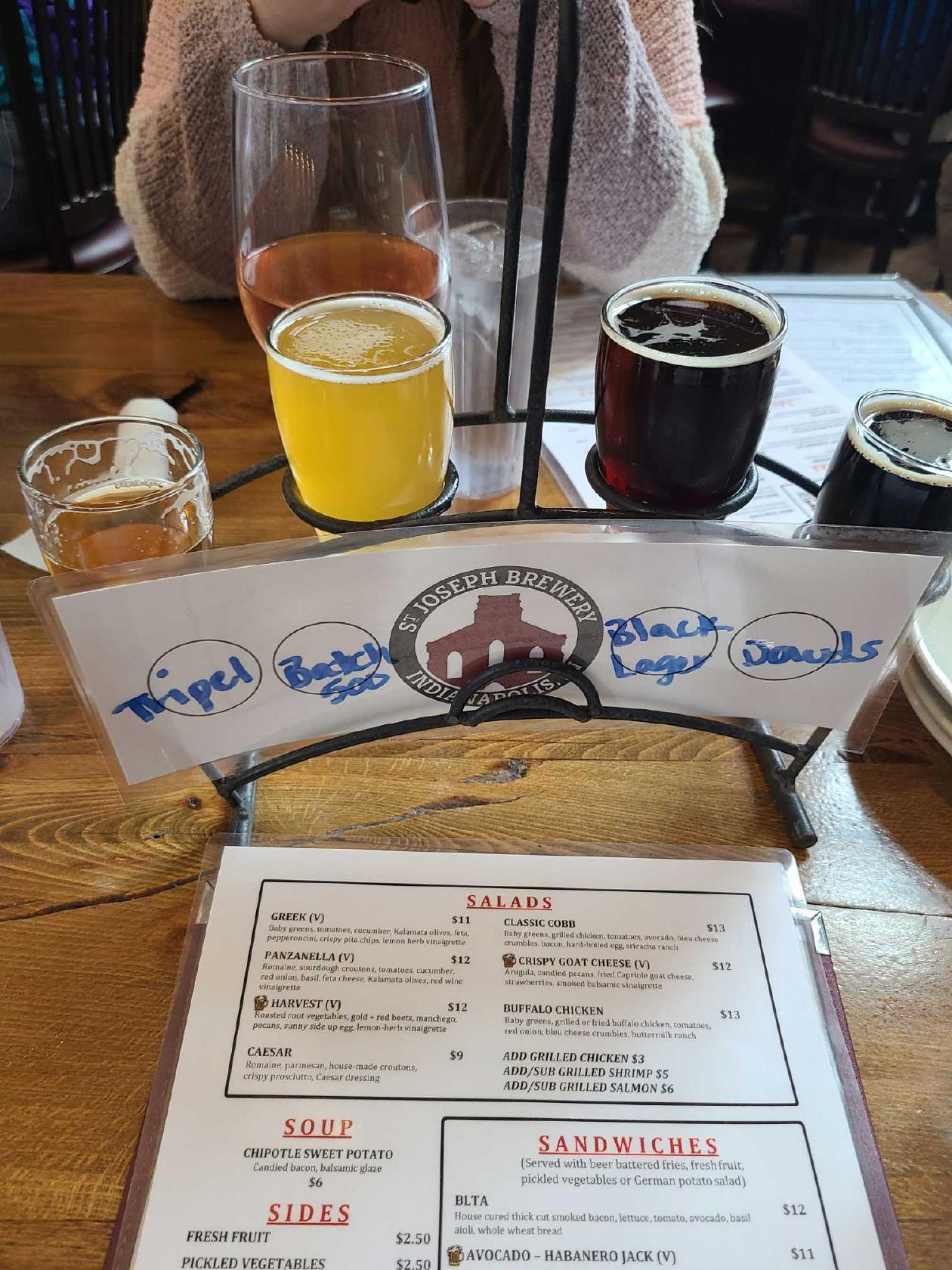 Menu at St. Joseph Brewery pub & bar, Indianapolis