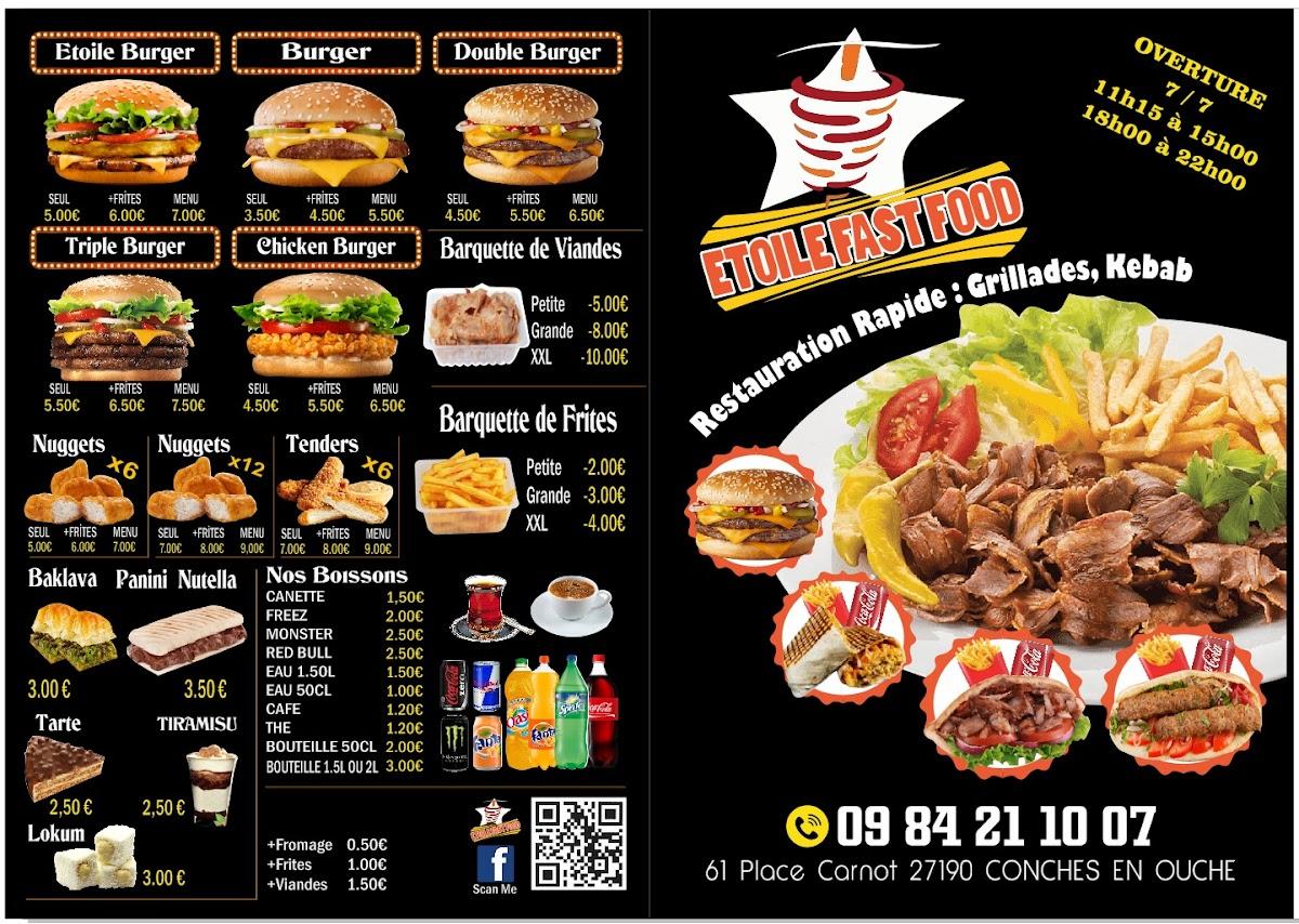 Menu at Kebab Étoile Fast Food, Conches-en-Ouche