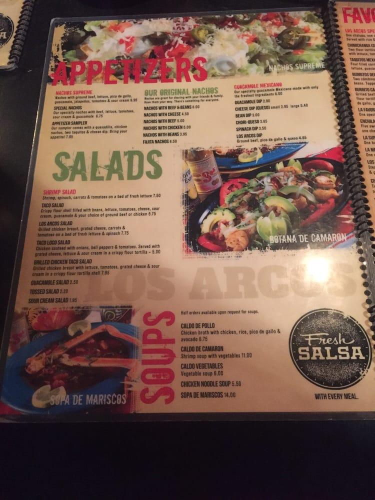 Menu at Los Arcos Mexican Restaurant, Goose Creek