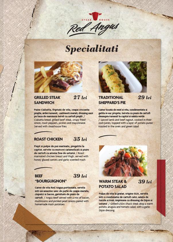 Menu at Red Angus Steakhouse, Bucharest, Strada Piața Amzei 10-22