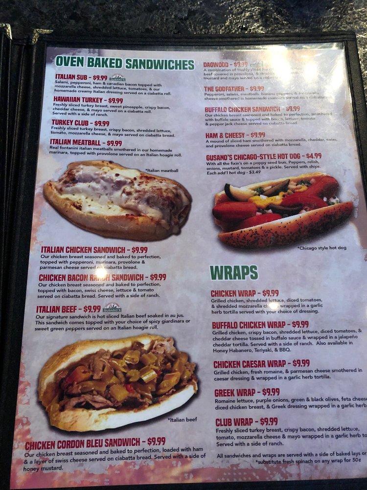 Menu at Gusano's Pizza pizzeria, Springdale