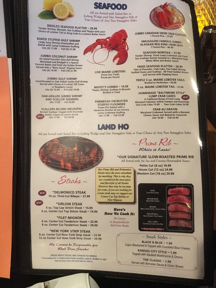 Menu at Smuggler's Cove restaurant, Tannersville, PA-611