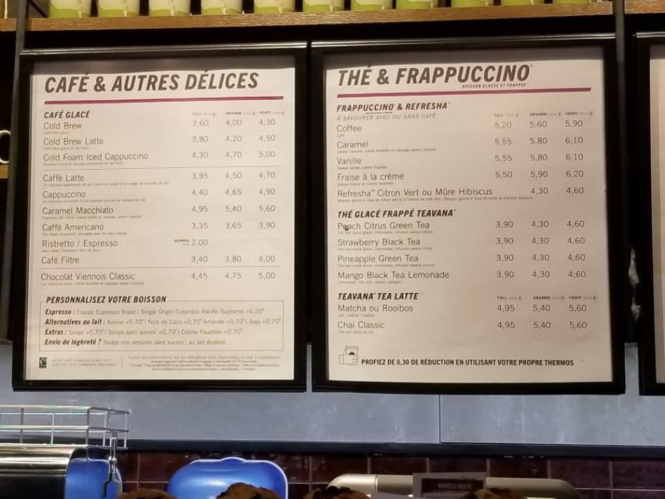 Speisekarte von Starbucks Kirchberg cafe, Luxemburg, 5 Rue Alphonse Weicker