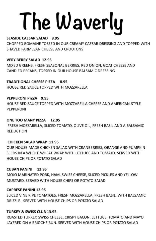 Menu at The Waverly Restaurant & Bar, Englewood