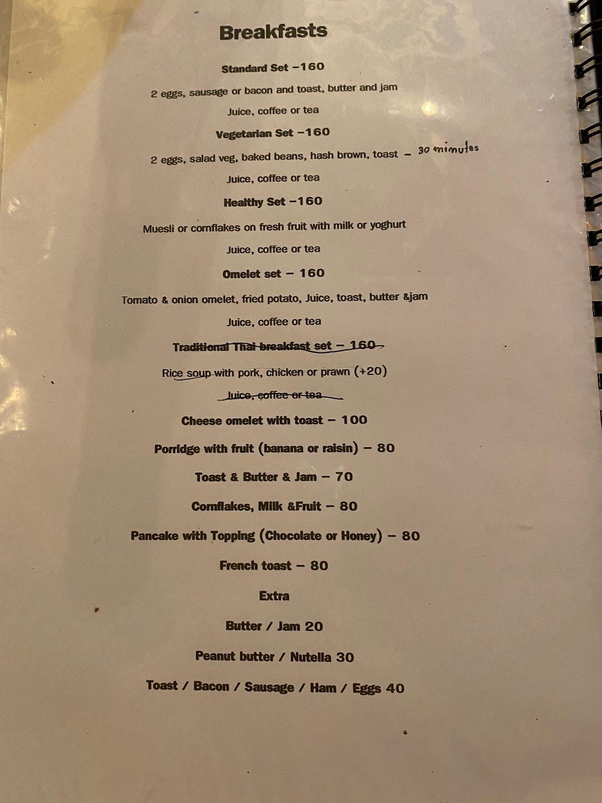 Carta de WEEKEND Bar & Restaurant, Ko Tao