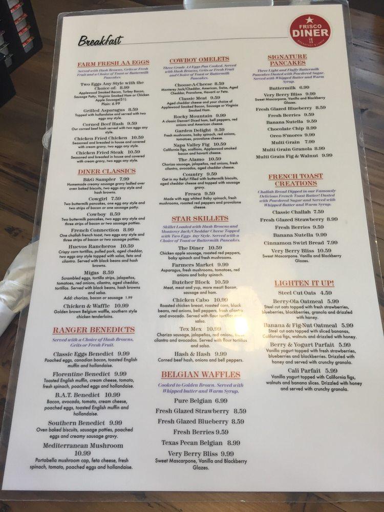 Menu at Frisco Diner cafe, Frisco, Dallas Pkwy