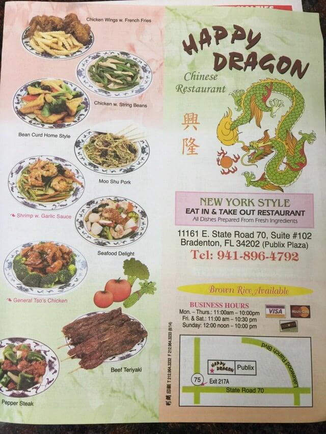 Menu at Happy Dragon restaurant, Lakewood Ranch, State Road 70 E #102
