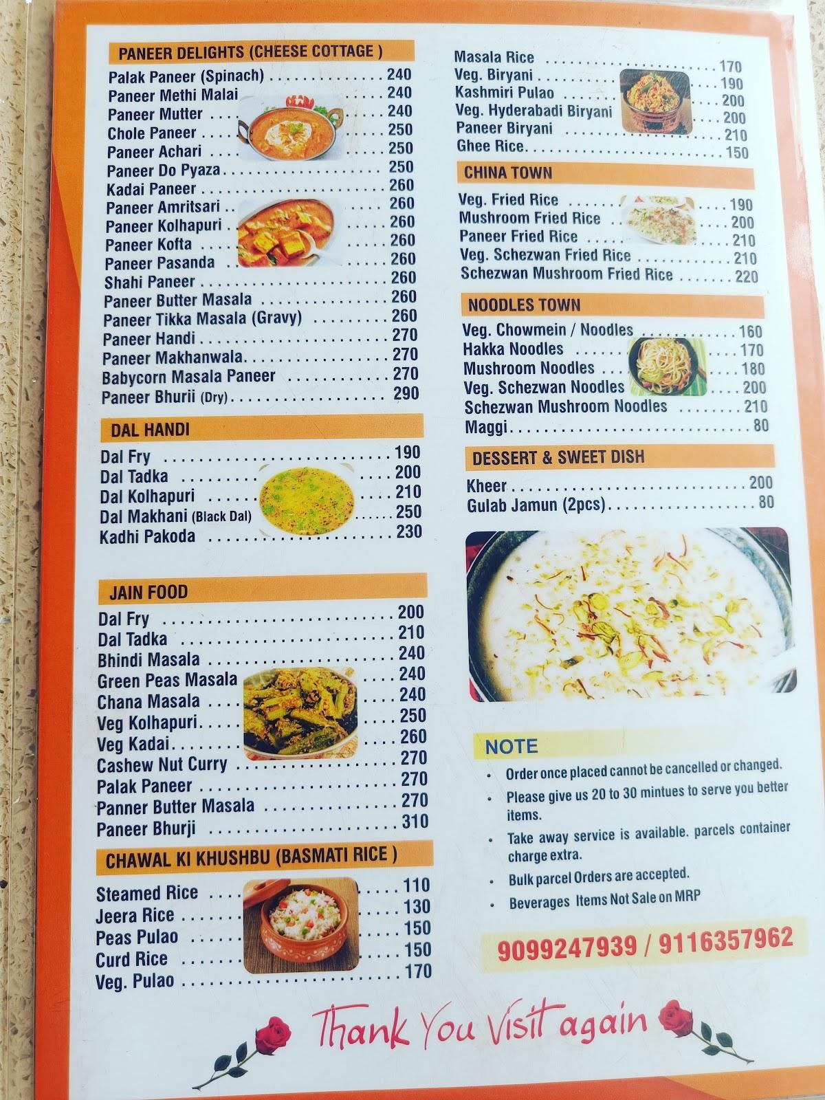Menu at Kanha Pure Veg Family Restaurant, Candolim